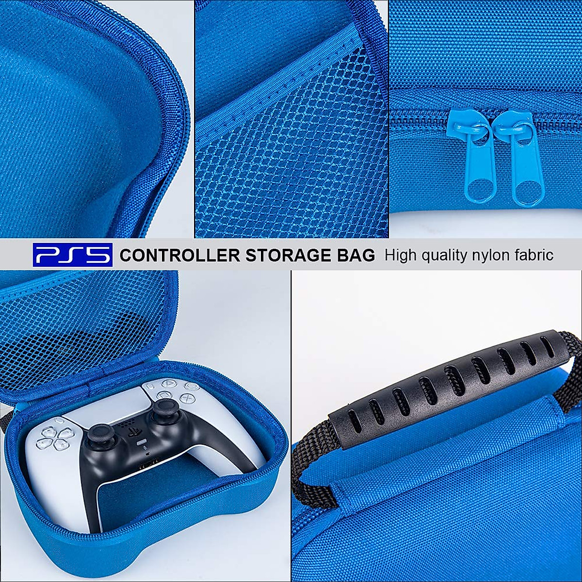 ASFSKY PS5 DualSense Controller Carry Case PS5 Controller Storage Bag Travel Carrying Case Holder Shockproof Protective Hard Case for PlayStation 5 DualSense Controller (BLUE)