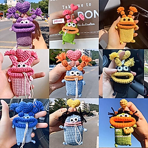 OVNMFH Handmade Crochet Key Case/Holder, Cute Crochet Sausage Mouth Car Key Case, Hand Knitting Yarn Crochet Key Case, Unique (15)