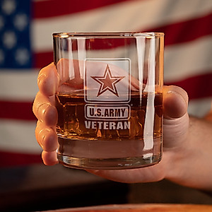 Old Southern Brass U.S. Army Veteran 10 ounce Whiskey Glass - Officially Licensed - American Owned & Operated