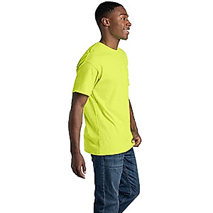 Fruit of the Loom Men's Eversoft Cotton T-Shirts (S-4XL), Crew-2 Pack-Safety Green, Large