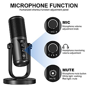 Aokeo USB Microphone, Condenser Podcast Microphone for Computer. Suitable for Recording, Gaming, Desktop, Windows, Mac, YouTube, Streaming, Discord