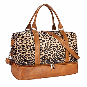 Weekender Bag for Women Weekend Duffle Bag Travel Bags 3-4 day trip Overnight Bag/Daily use/Birthday gift（Brown）