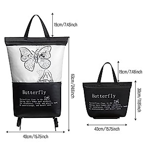 BESUNTEK Shopping Bag with Wheels Foldable Trolley Bags Collapsible Reusable Grocery Cart for Travel Shopping Home Kitchen Supermarket