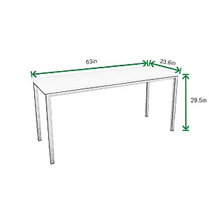 soges 63 Inch Long Computer Desk Home Office Table Writing Desk Study Table Gaming Table Computer Workstations White GCP2AC3-160WW