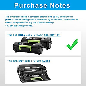 LCL Compatible Toner Cartridge Replacement for Dell 593-BBYP 593-BBYO CH00D S2830dn S2830 8500 Pages (2-Pack Black)