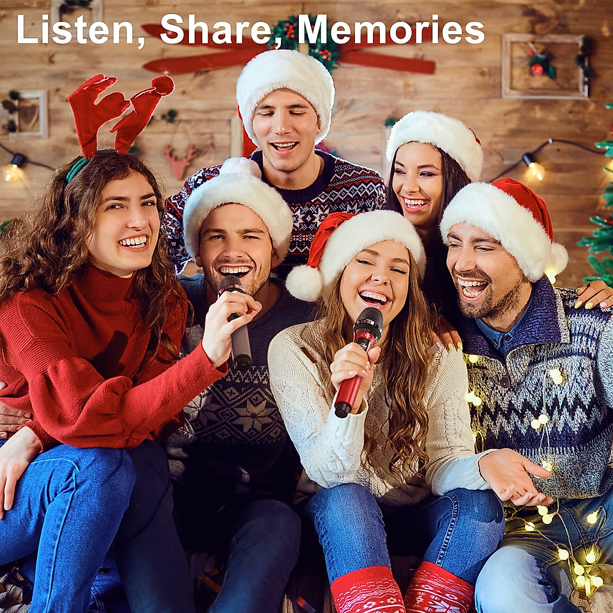 JYX Wireless Microphones, Dual UHF Handheld Dynamic Mic with Receiver, 6.35mm(1/4") Output,3.5mm (1/8") Adapter,160ft Range, Metal Rechargeable Karaoke Microphones for Party, Wedding, Class, Speech