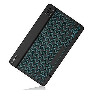 FINTIE 10-Inch Ultrathin Wireless Bluetooth Backlight Keyboard, [7 Color Backlit] Rechargeable Keyboard for iPad Samsung Tablet, iPhone Smartphone, iOS, Android Tablets Phone, Black