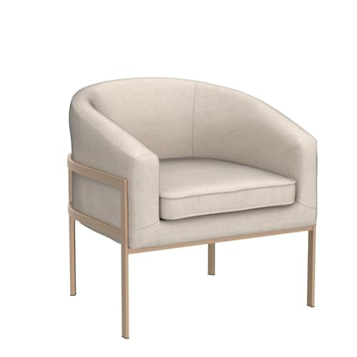 Aklaus Barrel Chairs Modern Arm Chair with Gold Metal Legs Upholstered Reading Accent Chair Club Chair with Removable Seat Cozy Sigle Sofa Chair Round Armchair for Living Guset Room Bedroom