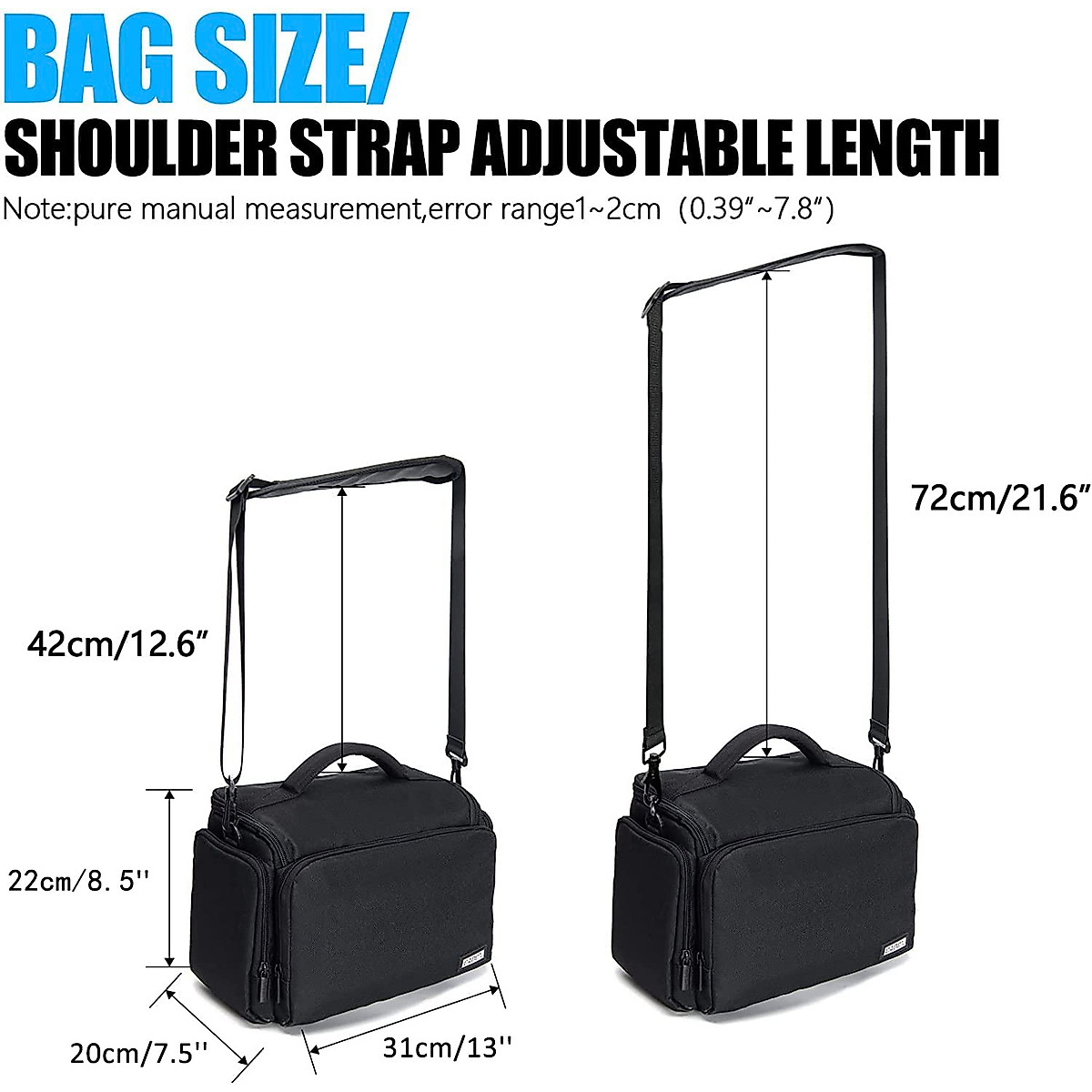 CADeN Compact Camera Shoulder Crossbody Bag Case Compatible for Nikon, Canon, Sony SLR/DSLR Mirrorless Cameras and Lenses Waterproof (1.0 L, Black)