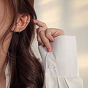 Simple CZ Star Cuff Wrap Earrings Cute Snowflake Crystal Twinkle Helix Cartilage Clip on Earrings Non Piercing Cartilage Earrings Hexagram ear cuff (snowflake ear cuff-gold)