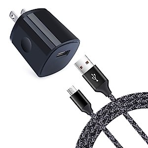 Charging Plug Adapter, Fast Charging Micro USB Cable Android Compatible for Samsung Galaxy S7 S6 J8 J7 J6 J5 J4 J3,Note 5 4 3,LG K7 K8 K20 Aristo 2 3 4+,LG Stylo 2 3 2V,Moto E5 E6 E4 E3 G5,Kindle Fire