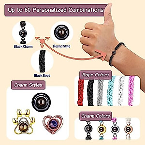 SpecialOnly Custom Bracelet with Picture Inside, 3 Styles Photo Bracelet Customized Picture, Adjustable Rope Projection Bracelet, Memorial Gift for Women/Men/Family/Couple/Friend/Pet