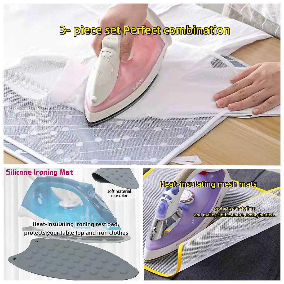 Oraony Ironing Board Tabletop, Portable Small Iron Board 5 in 1 Travel Isolated Heat Mat Cover for Table Top, Washer, Dryer, Countertop, Mini Ironing Blanket for Iron Anywhere(17.72 x 28.35 inch)