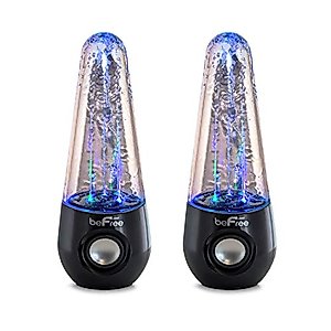 beFree Sound Bluetooth LED Dancing Water Multimedia Speakers in Black, (BFS-Shelf Speaker)