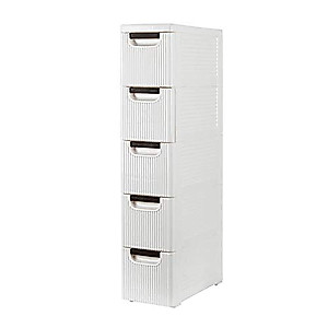 Storage Cabinets 5-Tire Rolling Cart Organizer Unit with Wheels Narrow Slim Container Storage Cabinet for Bathroom Bedroom