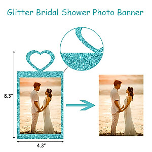 Bridal Shower Photo Banner, Teal Bachelorette Party Decorations, Glitter Bride to Be & She Said Yes Banner, Teal Bachelorette Wedding Shower Engagement Hen Party Decorations