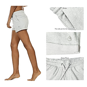 icyzone Workout Lounge Shorts for Women - Athletic Running Jogging Cotton Sweat Shorts (L, Dusty Pink/Light Gray)