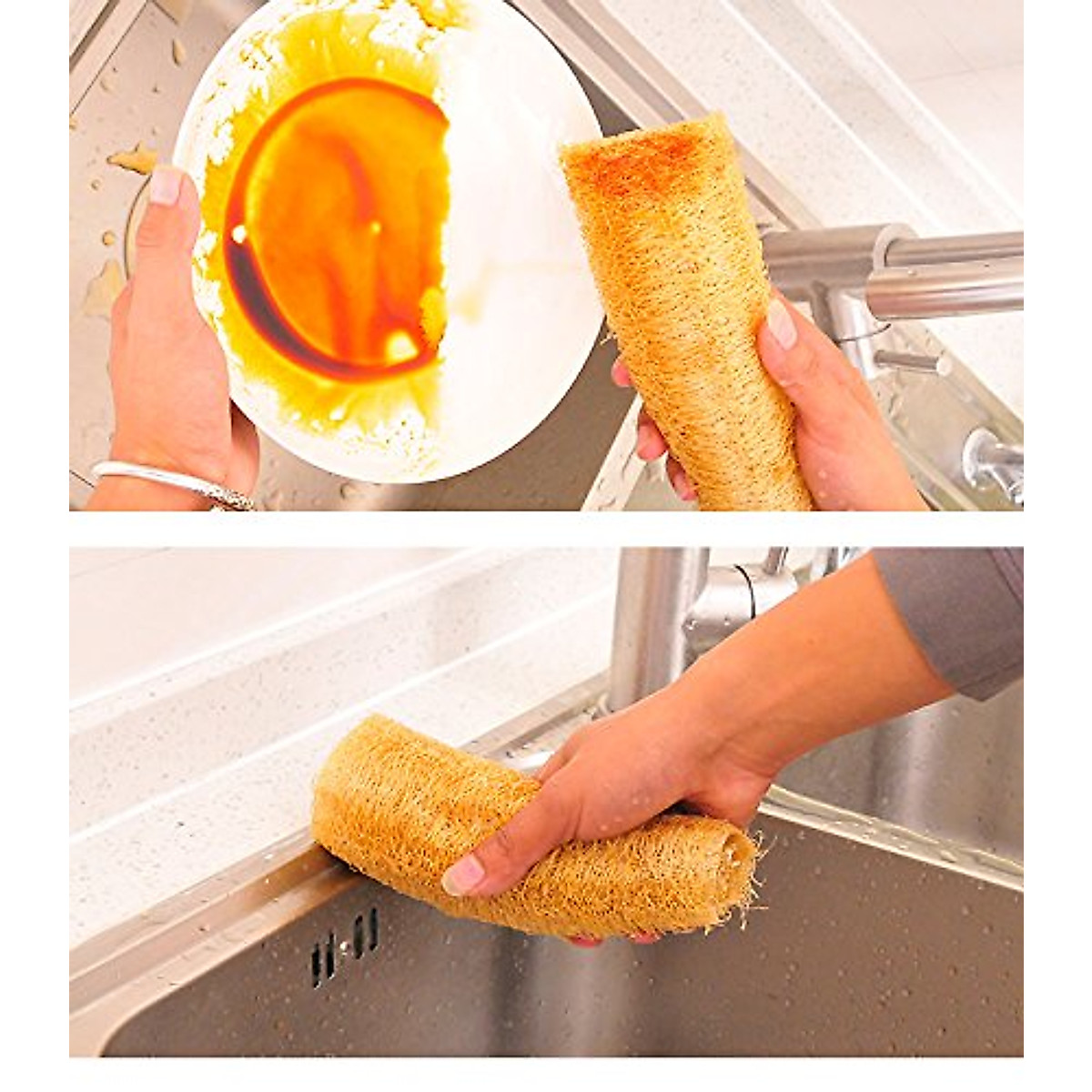 YEMTAL Natural Loofah Sponges Organic Luffa Bath Shower Sponge Exfoliating Body Back Scrubber for Men Women Adults SPA Beauty Bathing Daily Care - 4 PCS