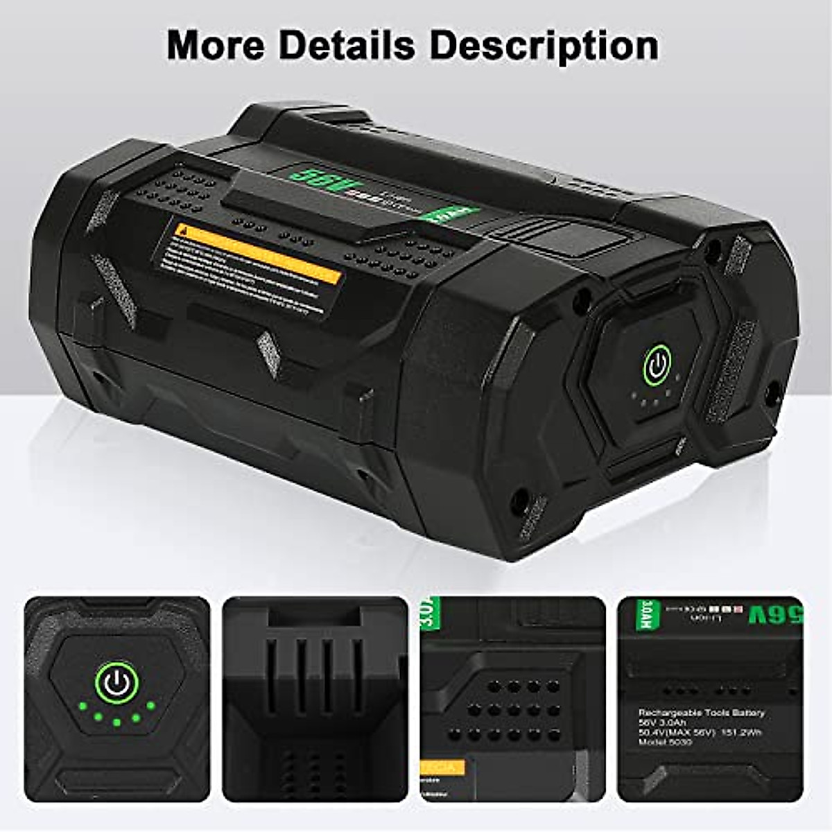 56V 3000mAh Replacement Battery for EGO 56V BA2800 BA4200 BA1400, 3.0Ah Lithium Ion Battery Compatible with All Power 56V CS1604 CS1804 CS1403 HT2400 LB6504 LB5804 LB6500 LB4800 HTA2000 PH1400 Tools