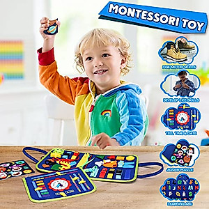 Guolely Busy Board Montessori Toy for 1 2 3 4 Year Old Toddlers - Educational Activity Developing Sensory Board for Fine Basic Dress Motor Skills - Travel Toys for Plane Car, Gift for Boys Girls