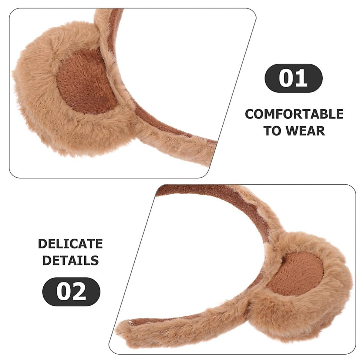 Beaupretty 3pcs Bear Ears Headband Halloween Animal Cosplay Headwear Party Prop Favors for Women Girls Brown