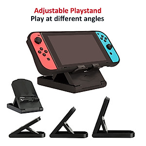 Switch Accessories Bundle for Nintendo Switch Games, Kit with Carrying Case, Steering Wheels, Screen Protectors, Charging Dock, Grips, Caps (23 in 1)