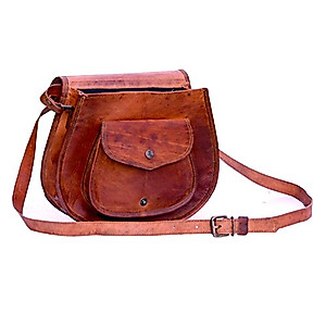 IndianHandoArt 10" Inch Distressed Leather Women's Hippe Leather Purse Crossbody Shoulder Bag Travel Satchel Handbag Ipad Bag.