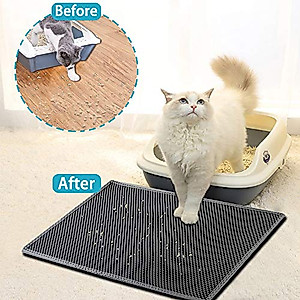 kaxionage Cat Litter Mat, Litter Box Mat,Honeycomb Double Layer Trapping Litter Mat Design,Waterproof Urine Proof Kitty Litter Mat ,Easy Clean Scatter Control (30" X 24", 1Pack Grey)