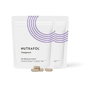 Nutrafol Postpartum Hair Growth Supplement | Clinically Effective for Visibly Thicker Hair & Less Shedding | Breastfeeding-Friendly Ingredients | 2 Pouches | 2 Month Supply