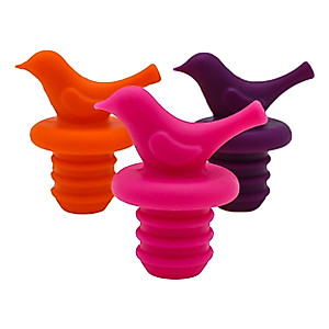 Little Bird Wine Bottle Stopper, Silicone Reusable Beverage Bottle Stopper, Decorate Wine Outlet Cap, Cute Wine Toppers for Preserver, Set of 6
