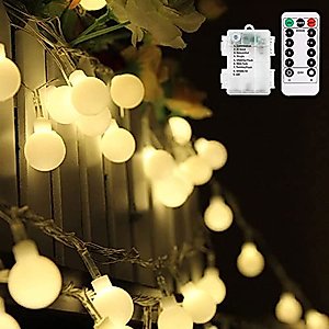 VVPONMEIQS LED String Lights 32.8FT 100LED Waterproof Twinkle Fairy String Lights with Remote 8 Flashing Modes Warm White for Home Wall Garden Decorations (Size : 5M)
