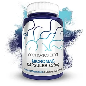 Nootropics Depot MicroMag Magnesium Capsules | 625mg | 90 Count | Contains 200mg of Elemental Magnesium