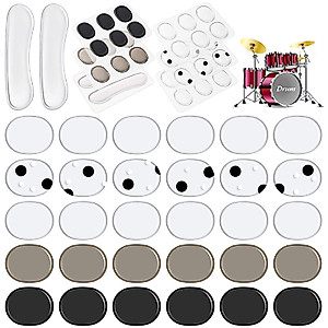 CCOZN Drum Dampeners Gel Pads, 30 Pieces Oval Drum Dampeners 2 Pieces Long Clear Drum Dampeners Silicone Drum Silencers Soft Drum Dampening Gel Pads Drum Mute Pads for Drums Tone Control