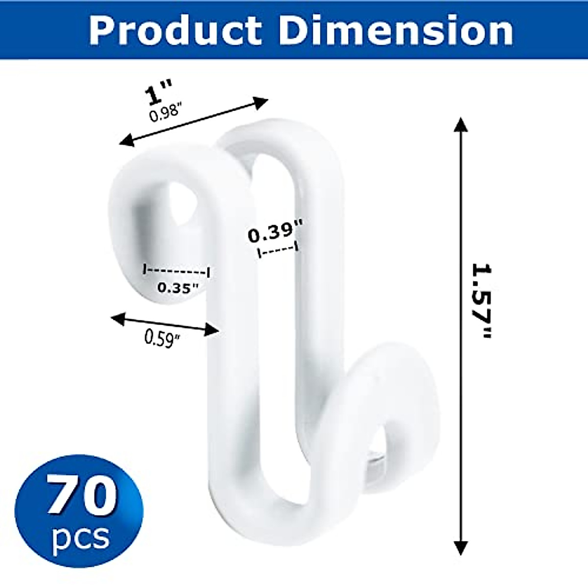 YuGtcen 70 Pcs Hanger Connector Hooks, Hangers Space Saving Mini Cascading Hanger Hooks for Velvet Huggable Hangers, Wooden Hangers, Heavy Duty Space Saving Hanger Organizer for Closet (White)