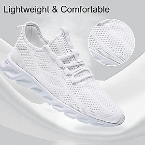 WCIDFY Womens Tennis Shoes Running Shoes Sneakers Breathable Gym Workout Nurse Shoes White Women Size 9