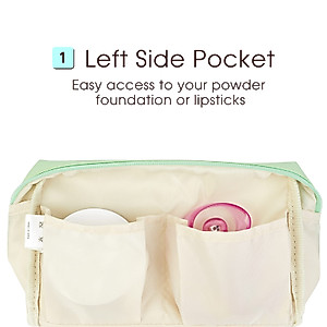 Large Vegan Leather Makeup Bag Zipper Pouch Travel Cosmetic Organizer for Women (Large, Green)