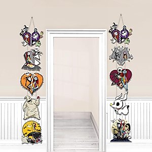 Nightmare Birthday Party Door Sign Banner, Nightmare Party Cutouts Banners Door Hanging Porch Birthday Party Supplies for Halloween Party Indoor Outdoor Decorations