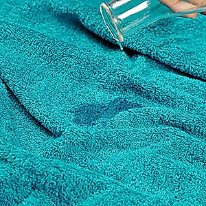 TRIDENT 6 Piece Bath Towels Set for Bathroom - 2 Bath Towel, 2 Hand Towel, 2 Washcloth 100% Cotton Soft and Plush Highly Absorbent, Soft Towel for Hotel & Spa - Aqua Green Teal