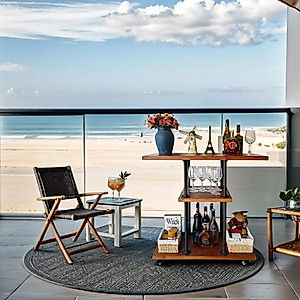 Industrial Bar Cart, Kitchen Bar Cart, Wine Rack Coffee Bar Cart, Serving Cart on Wheels, Storage Rolling Cart,Tea Drink Liquor Shelves,Solid Wood Metal Furniture (AJ01, 36" W x 16" D x 34" H)