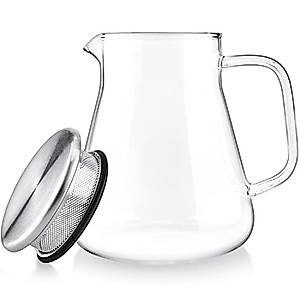Teabloom One-Touch Tea Maker, 2-in-1 Kettle and Tea Steeper with Stainless Steel Filter Lid for Loose Tea – Heatproof Glass Teapot (27 Oz) – Tea Connoisseur's Choice