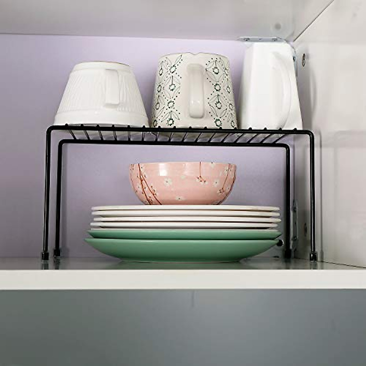 yaenoei Kitchen Shelves, Cabinet Organization Mini Storage Shelf, Black ,Set of 2