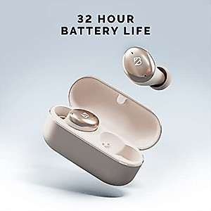 Tempo 30 Champagne Gold Wireless Earbuds for Small Ears Women, Gold Earbuds with Mic, Bluetooth Earphones for Small Ear Canals, IPX7 Sweatproof, Long Battery, Loud Bass
