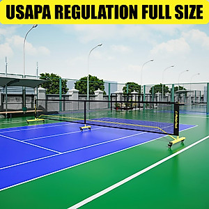 PICKLETECH Pickleball Net Portable Outdoor with Wheels - 22 FT USAPA Regulation Size, Applies to Indoor & Outdoor & Driveway, Pickle Ball Net System with Carrying Bag (Yellow)