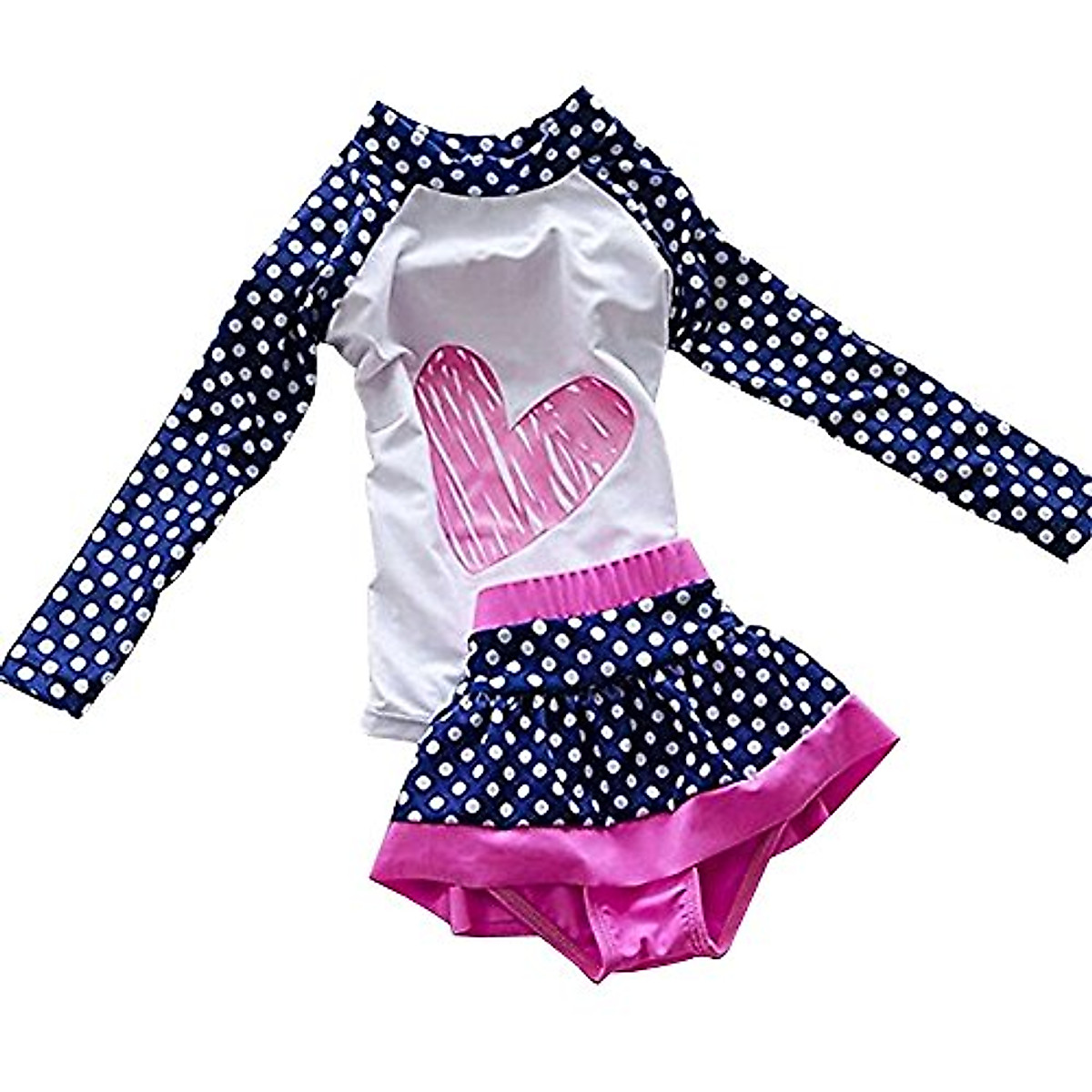 LOSORN ZPY Baby Girl Swimsuit Two Pieces Toddler Kid Long Sleeve Rash Guard UPF 50+ (5-6 Years Old/L) Navy