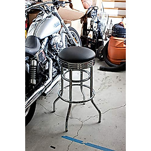 TRINITY Heavy Duty 30-Inch Backless Swivel Bar Stool for Kitchen, Garage, or Workshop, Chrome Finish with Faux Leather Seat, 2 Pack, Black