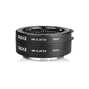 MEIKE MK-S-AF3A Metal Auto Focus Macro Extension Tube Adapter Ring (10mm+16mm) for Sony Mirrorless E-Mount FE-Mount A7 NEX Camera A7 A7M2 NEX3 NEX5 NEX6 NEX7 A5000 A5100 A6000 A6300 A6500 A9 A7III