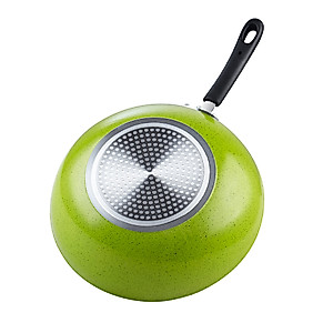 Cook N Home 2596 Nonstick Stir Fry Pan, Green Marble Pattern, 30cm 12-Inch Wok