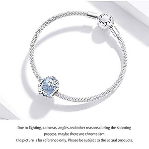 Eternalll Jewellery Snowflake Charms Authentic 925 Sterling Silver Charm Beads Christmas Charms Rose Gold Charms for Bracelets (Snowflake Glass Beads)