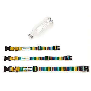 Seawoof Large Dog Collar - Recycled Plastic Comfortable Webbing Breathable Dog Training Tool - Green Stripe - Large