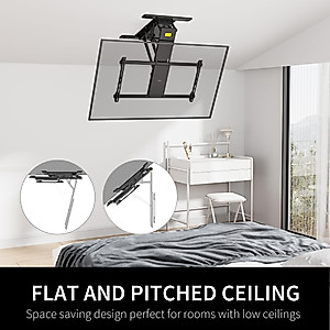 VIVO Electric TV Ceiling Mount for 40 to 85 inch Screens, Large Flip-Down Motorized Pitched Roof VESA Mount, Master Pack, Black, MOUNT-E-FD85